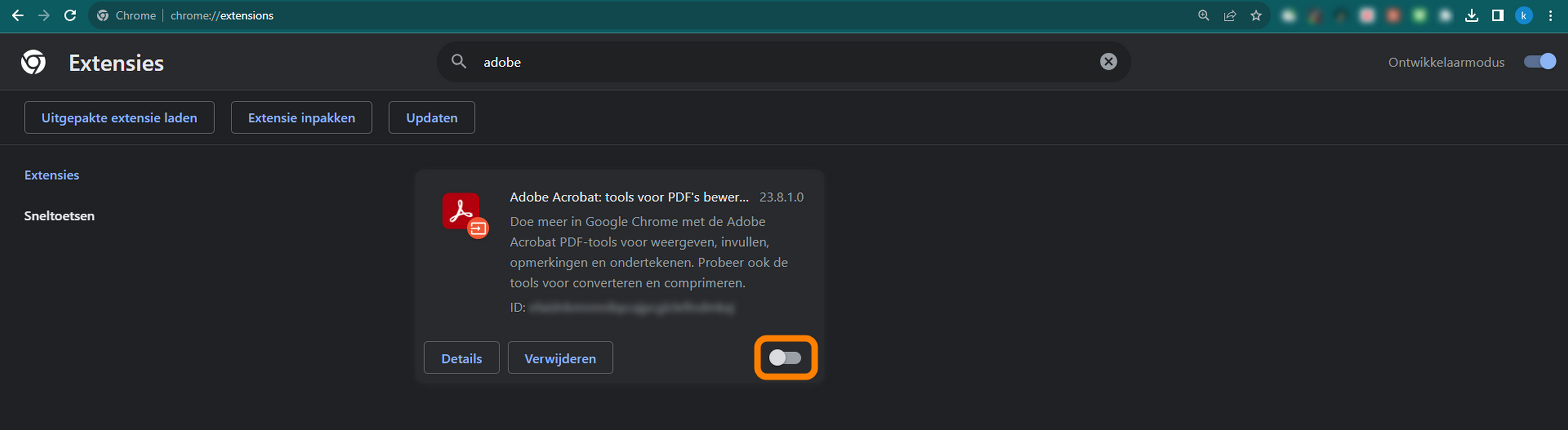 Extensie Adobe Acrobat inschakelen voor Google Chrome