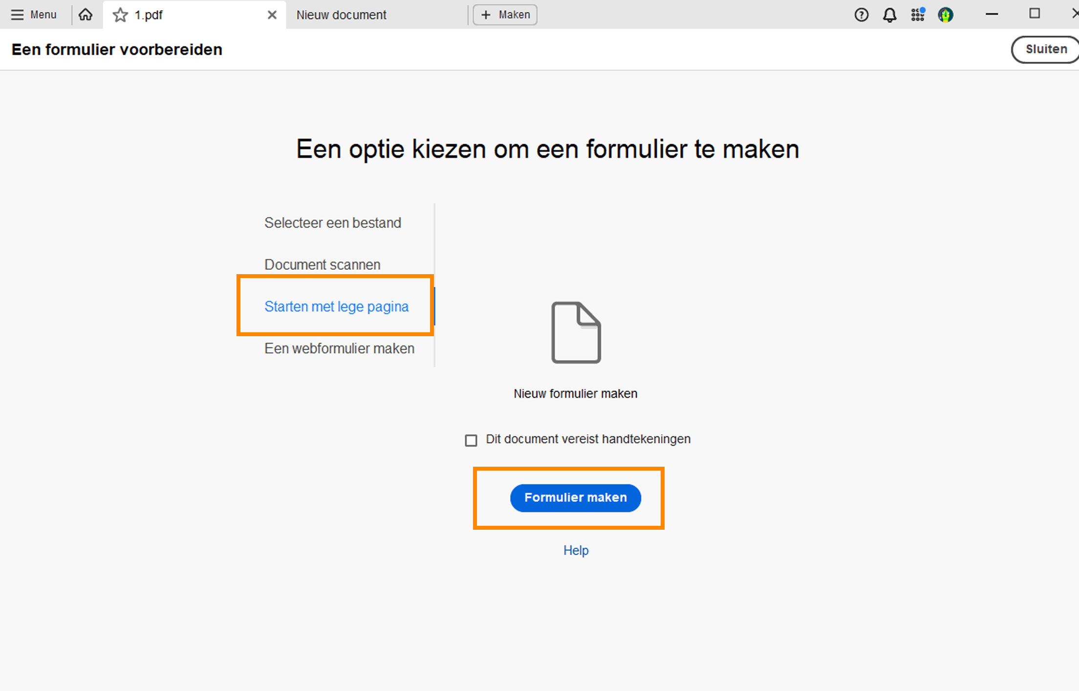 Een geheel nieuw formulier maken in Adobe Acrobat