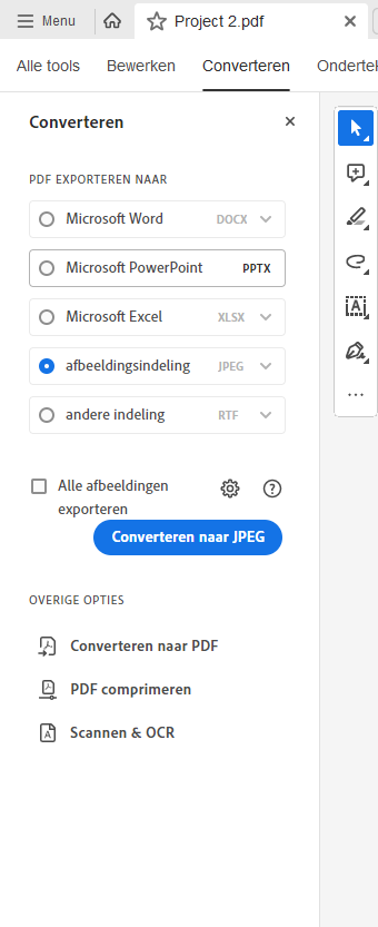 PDF's converteren of exporteren naar andere bestandsindelingen, Adobe ...