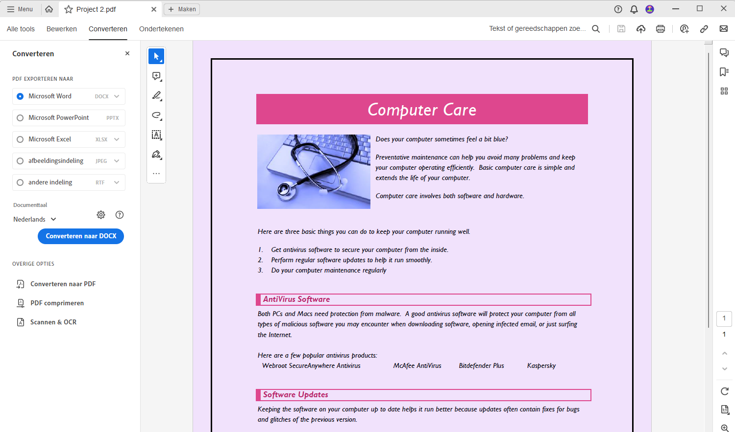PDF's converteren of exporteren naar andere bestandsindelingen, Adobe ...