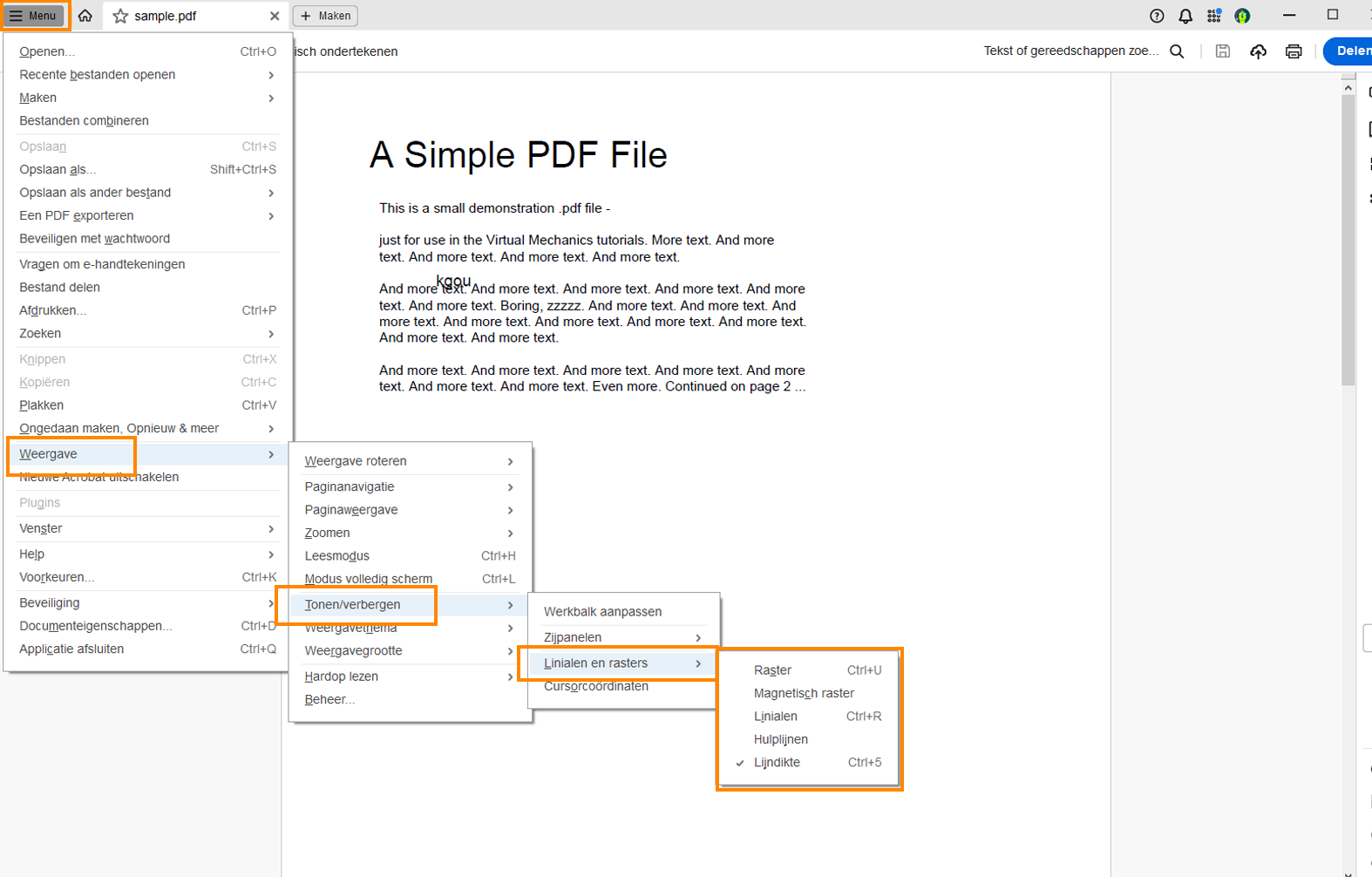 Rasters, hulplijnen en metingen in PDF's, Adobe Acrobat