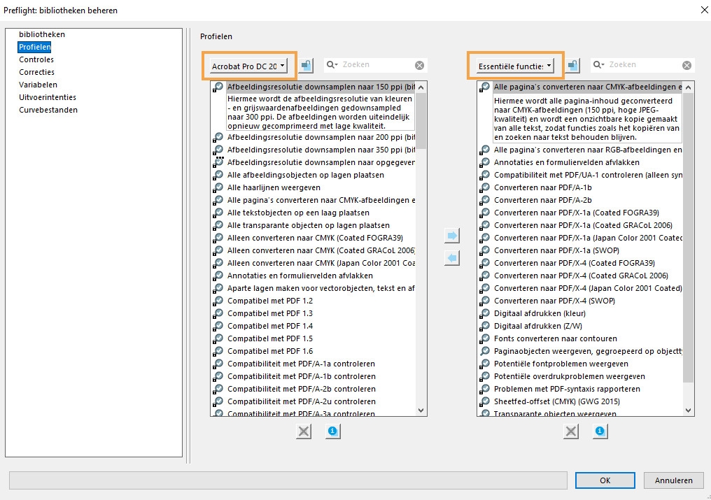 Preflight-bibliotheken (Acrobat Pro)