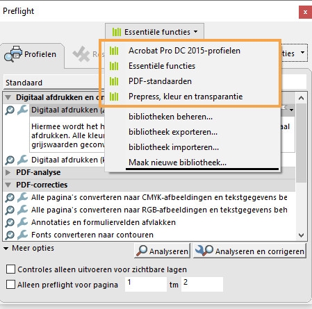 Preflight-bibliotheken (Acrobat Pro)
