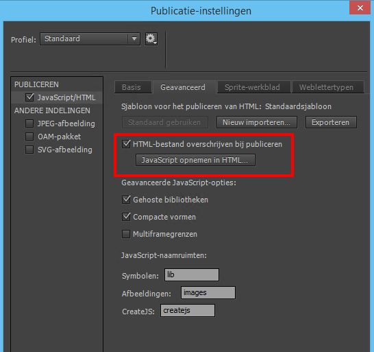 HTML5 Canvas-documenten maken in Animate CC