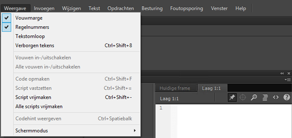Scripts schrijven en beheren in Animate