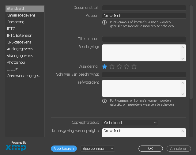 Leer over XMP-standaard (Extensible Metadata Platform) en werken met ...