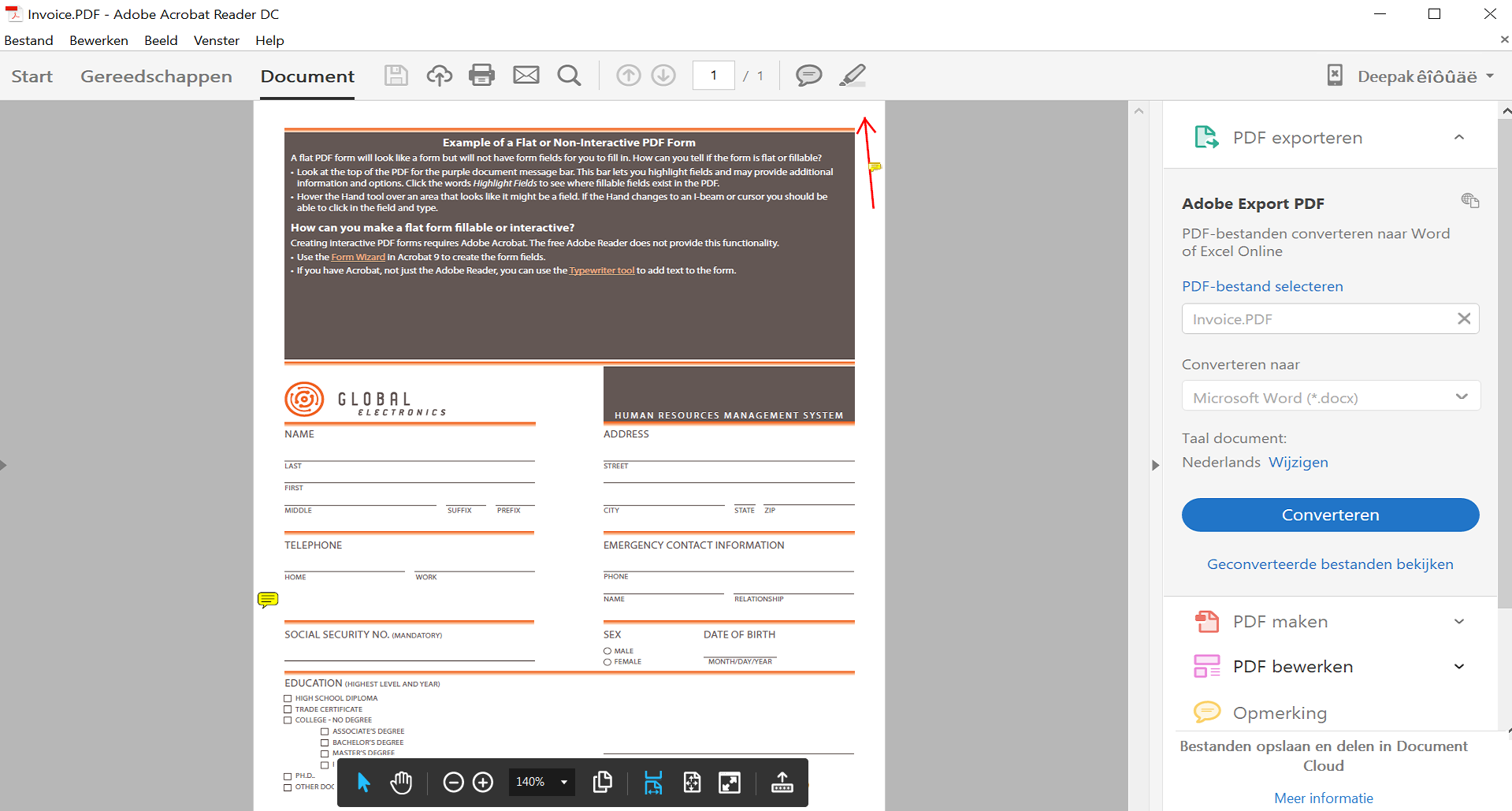 Adobe Acrobat Export PDF gebruiken