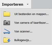 Media importeren van camera's en kaartlezers met de Elements Organizer