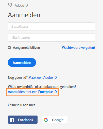 Hulp bij Enterprise-id, aanmelden en account