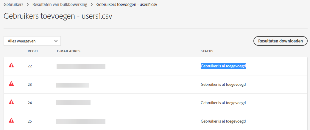 Problemen met bulkgewijs uploaden van gebruikers via CSV oplossen