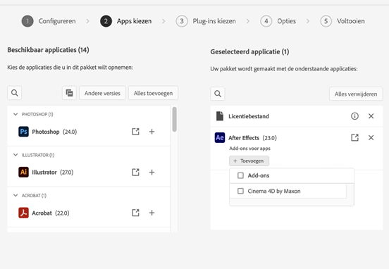 Aanmelden bij de Adobe Admin Console en pakketten met licenties op naam ...