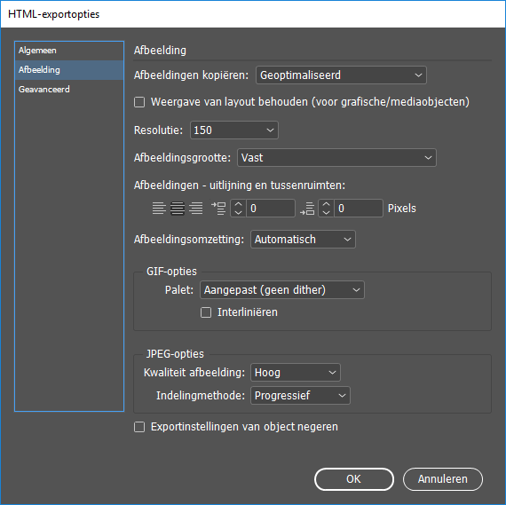 Inhoud in InDesign CC exporteren naar HTML