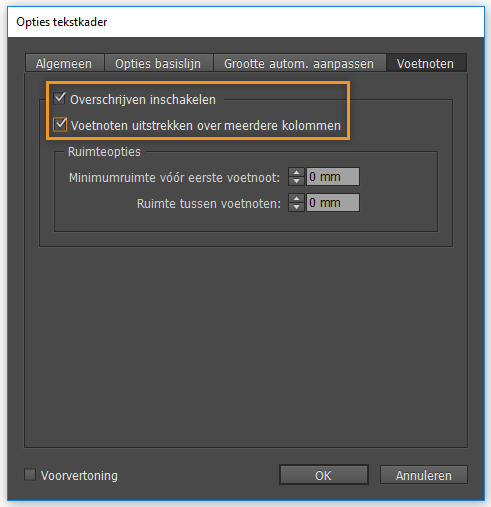 Voetnoten maken in InDesign