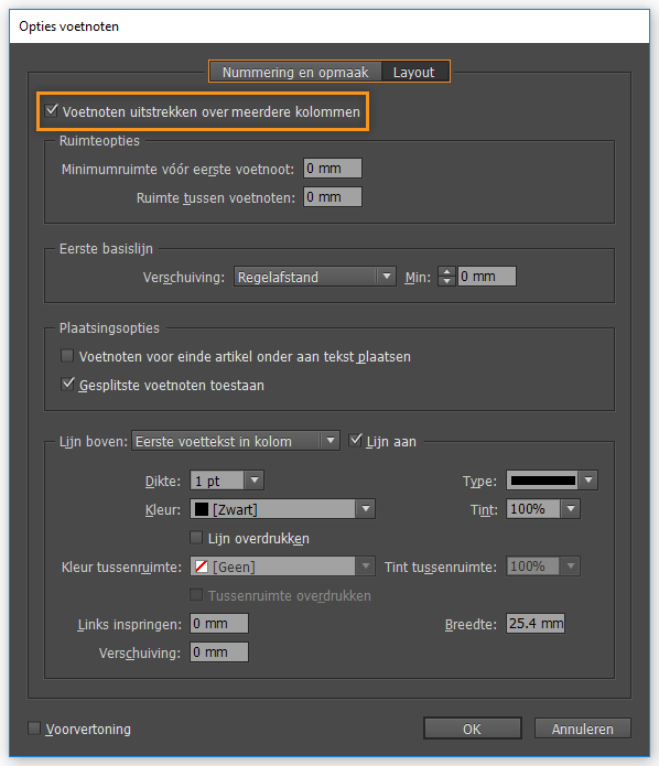 Voetnoten maken in InDesign