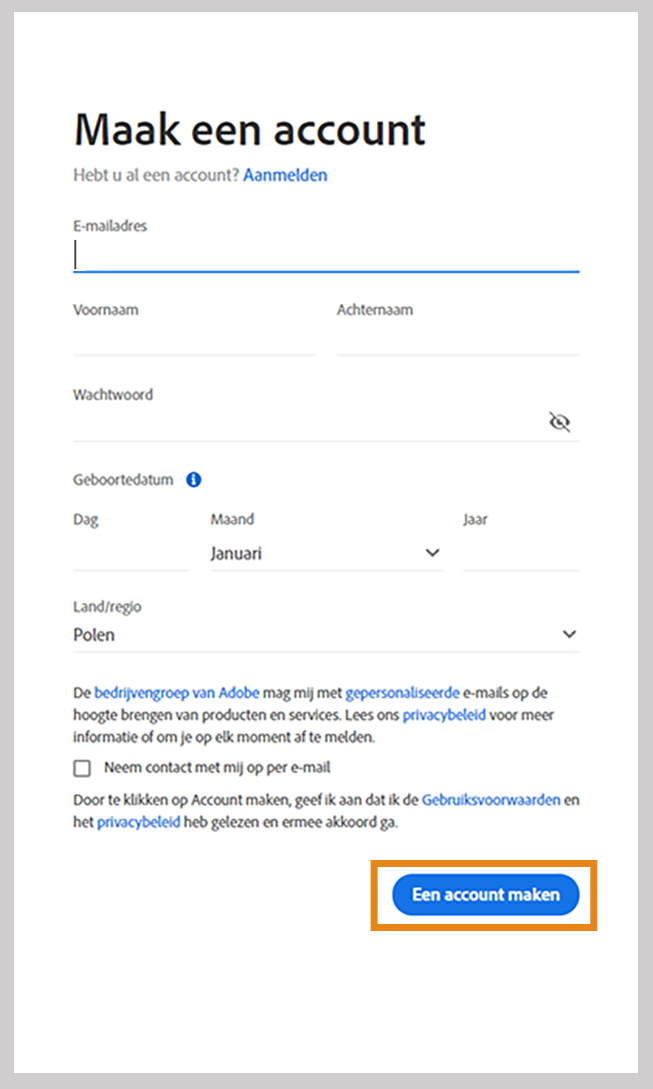 Je Adobe ID maken of bijwerken