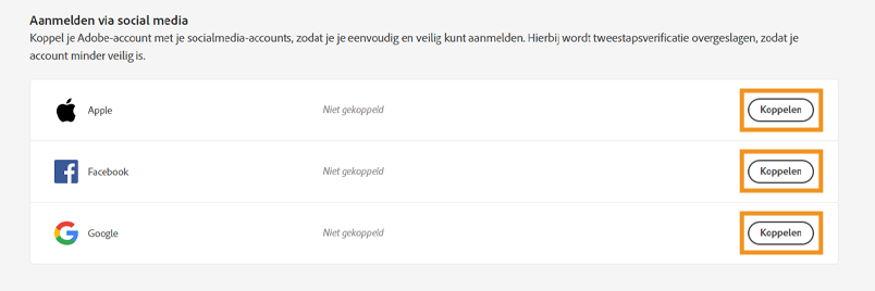 Je socialmedia-account verbinden met je Adobe-account