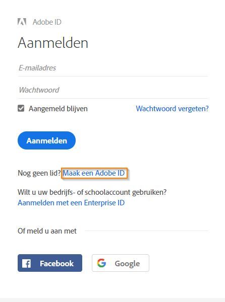 Je Adobe ID maken of bijwerken