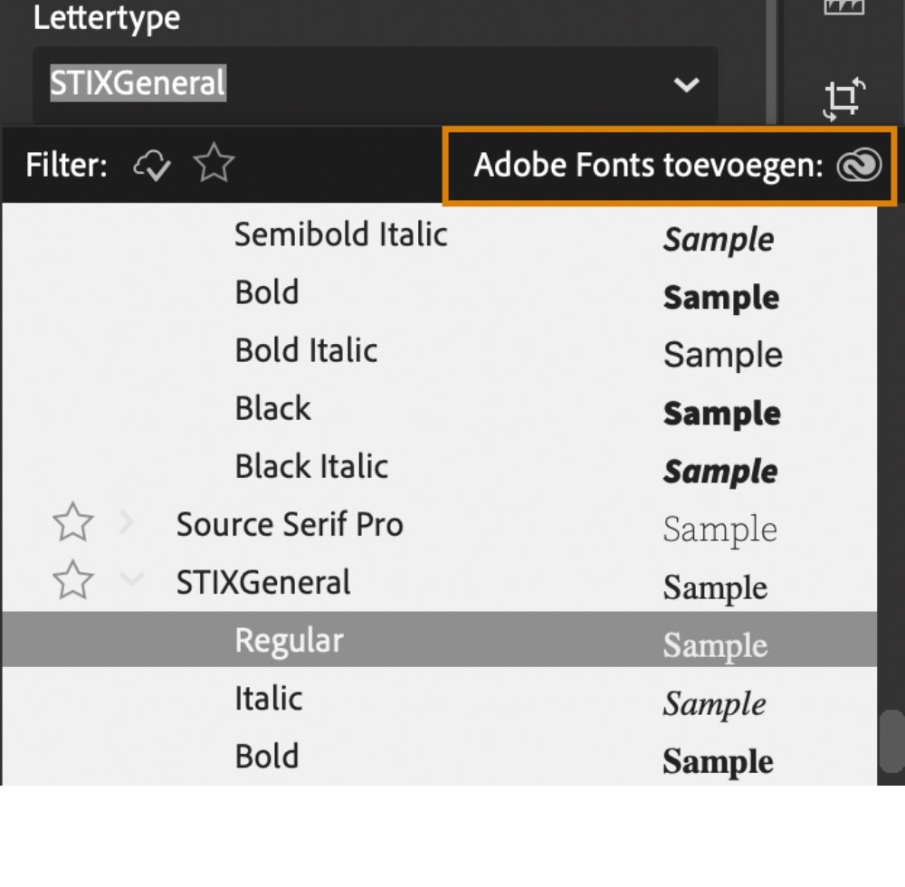 Lettertypen van Adobe Fonts gebruiken