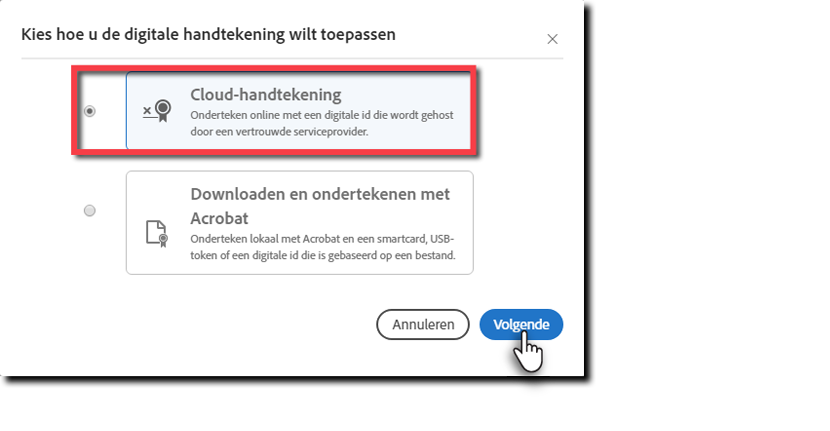 Digitale handtekeningen gebruiken