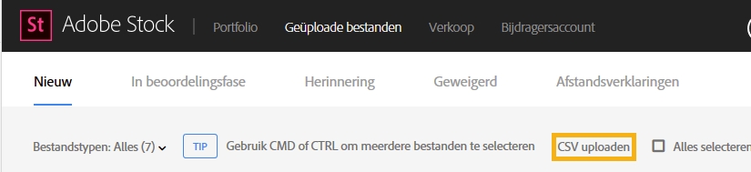 CSV-bestanden gebruiken om je inhoud op Adobe Stock te indexeren