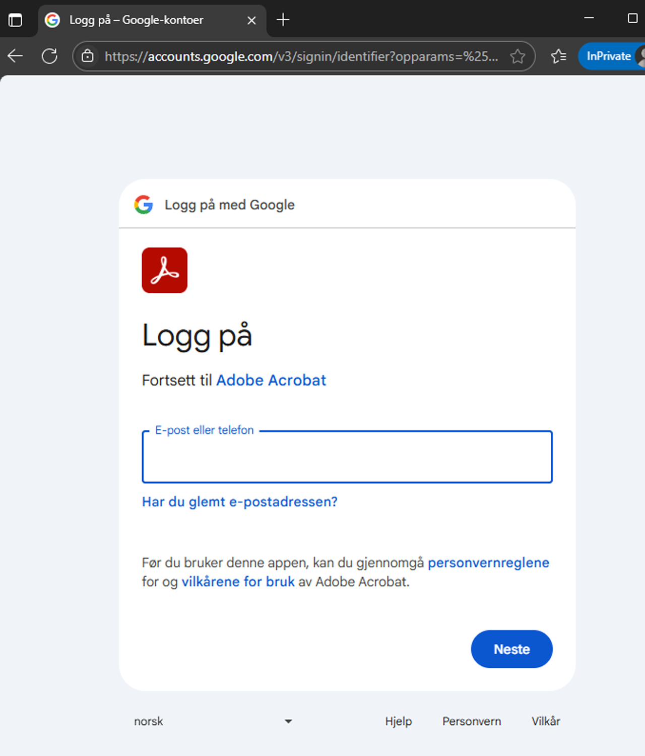 Åpne Google Drive-filer i Acrobat