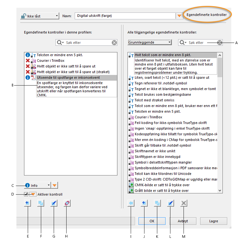 Flere kontroller i Preflight-verktøyet (Adobe Acrobat Pro)