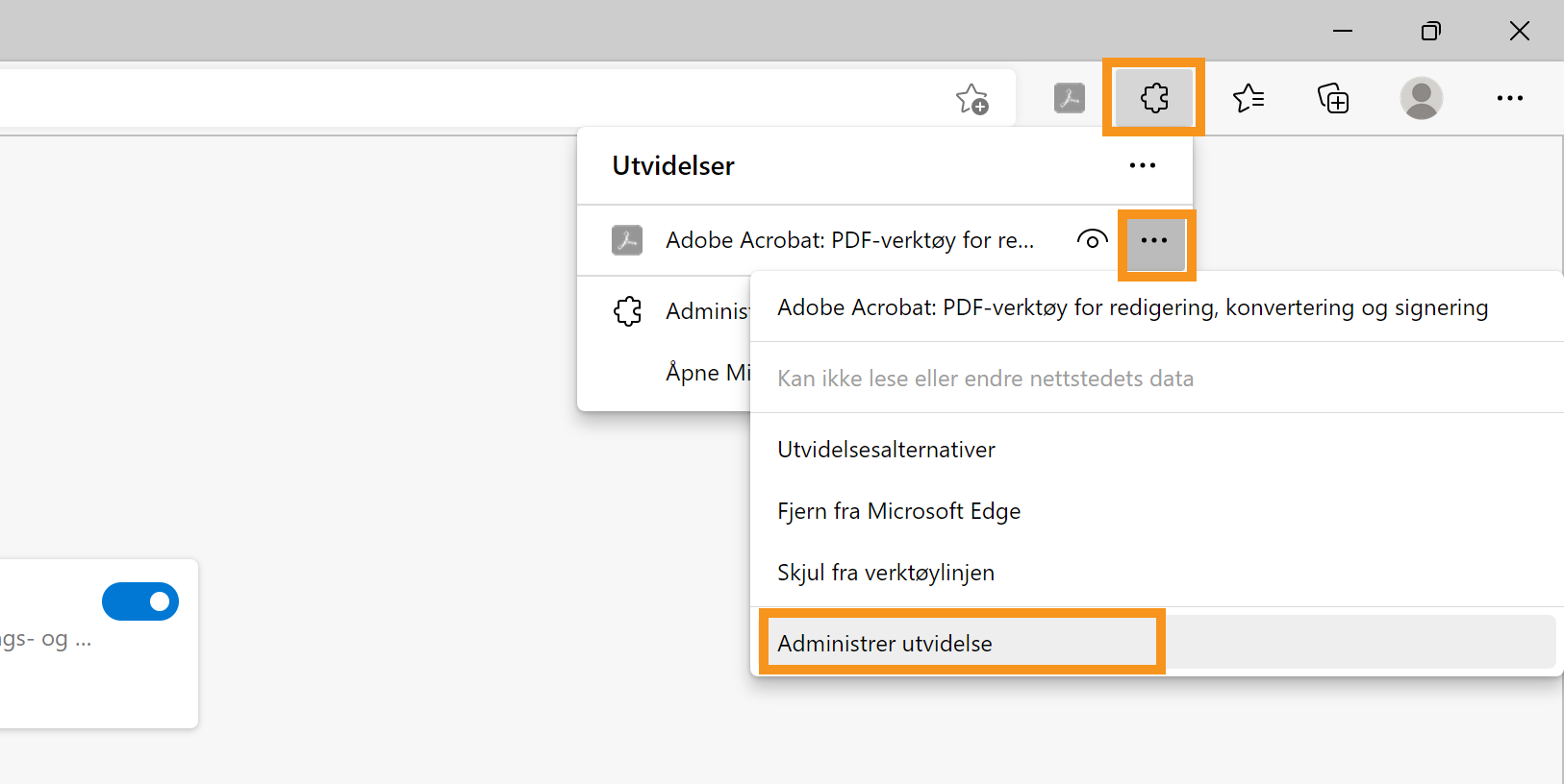 Aktiver Adobe Acrobat-utvidelse for Microsoft Edge