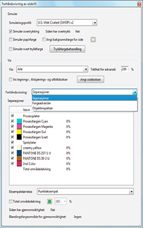 Forhåndsvise utskrift (Adobe Acrobat Pro)