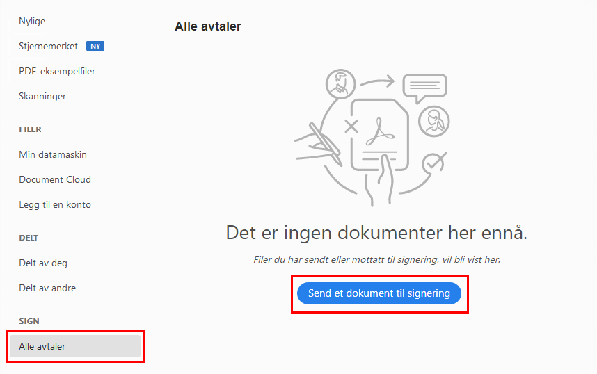 Sende dokumenter til signering, Adobe Acrobat