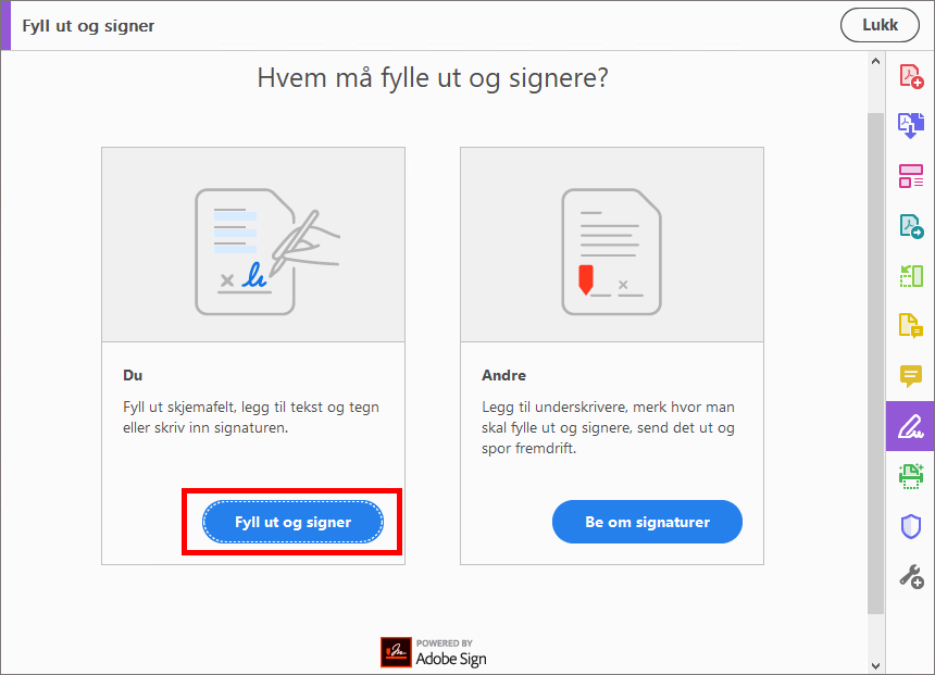 Signer PDF-filer i Adobe Acrobat Reader.