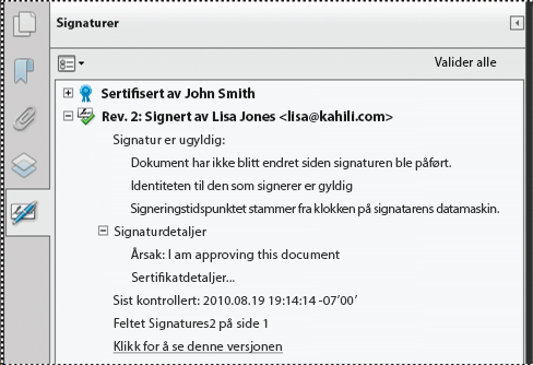 Validere digitale signaturer, Adobe Acrobat