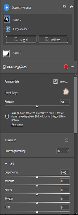Bruke Maskering for lokale justeringer i Camera Raw