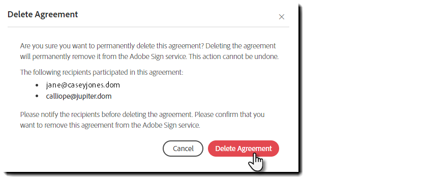Slik sletter du et avtaledokument fra Adobe Sign-kontoen