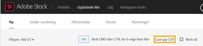 Indekser innholdet ditt hos Adobe Stock ved hjelp av CSV-filer