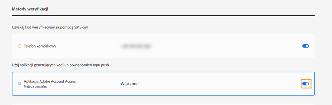 Opcje dostępu bez hasła dla aplikacji i usług Adobe