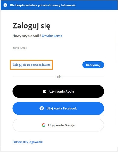 Bezpieczne logowanie za pomocą klucza dostępowego