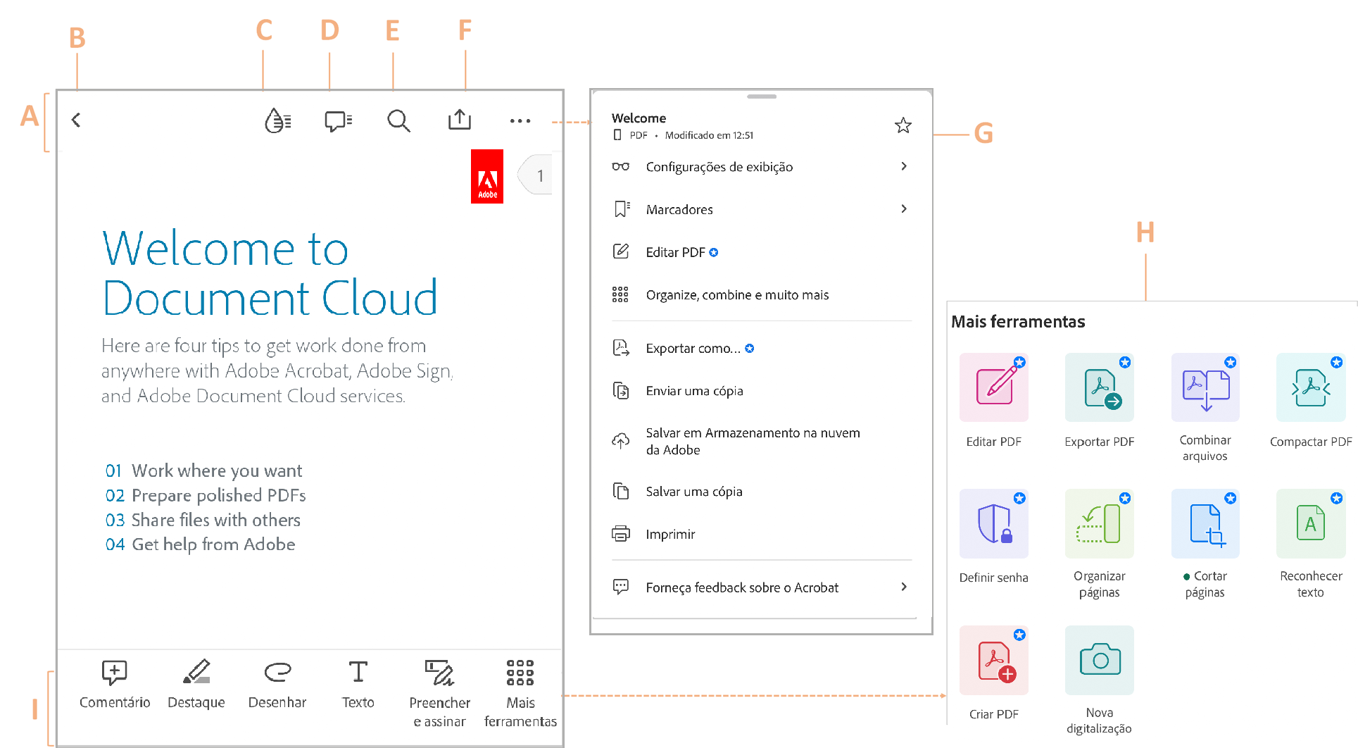 Nova experiência de trabalho com PDFs no Acrobat Reader para iOS