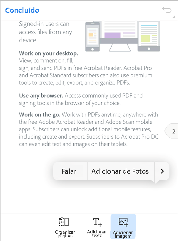 Nova experiência de trabalho com PDFs no Acrobat Reader para iOS