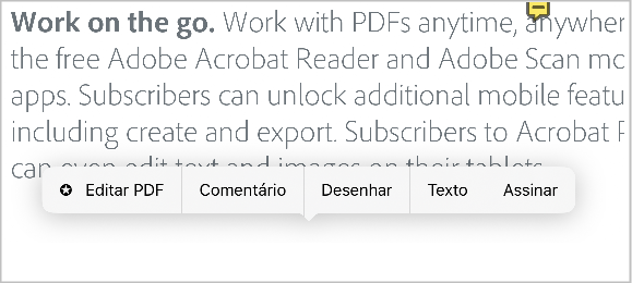 Nova experiência de trabalho com PDFs no Acrobat Reader para iOS