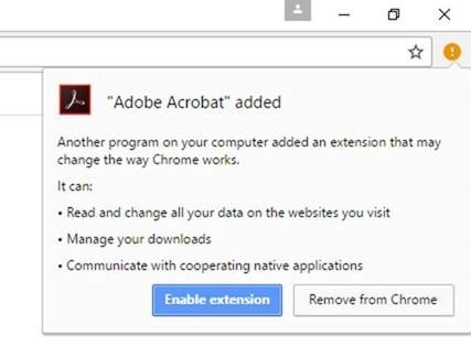 Desinstalar o Acrobat Reader remove a extensão Adobe Acrobat do Chrome