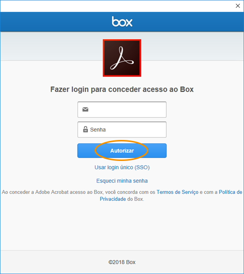 Acesso aos arquivos do Box no Acrobat/Reader