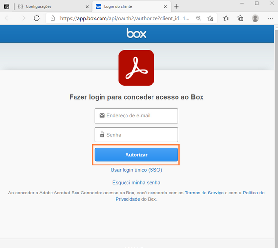 Acesso aos arquivos do Box no Acrobat/Reader