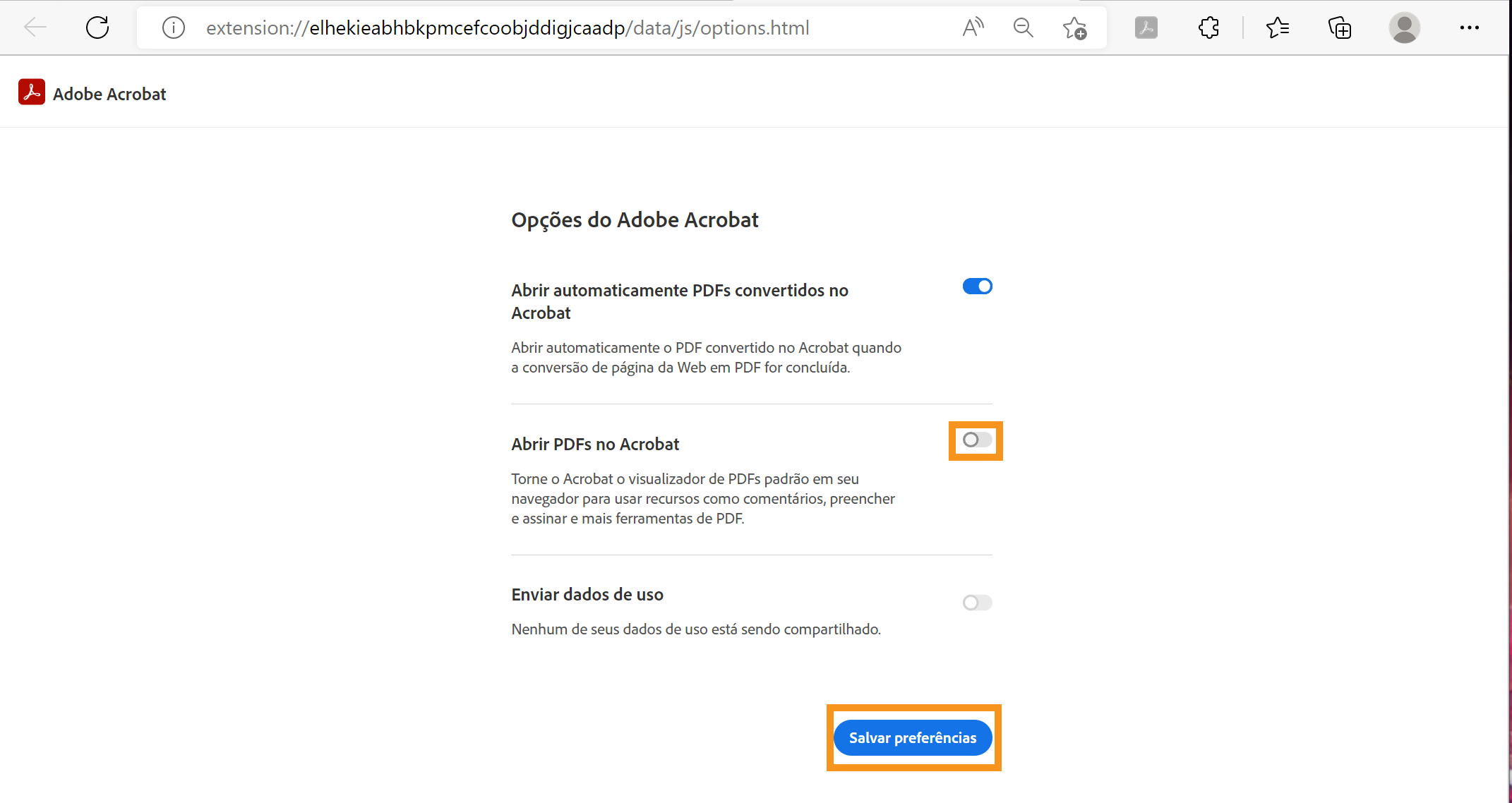 Como habilitar a extensão Adobe Acrobat para Microsoft Edge