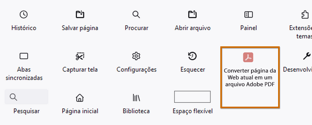 Ativar extensão Criar PDF para Mozilla Firefox, Adobe Acrobat