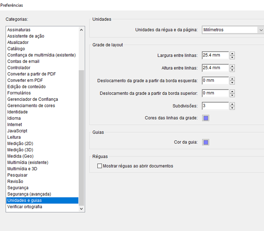 Grades, guias e medições em PDFs do Adobe Acrobat