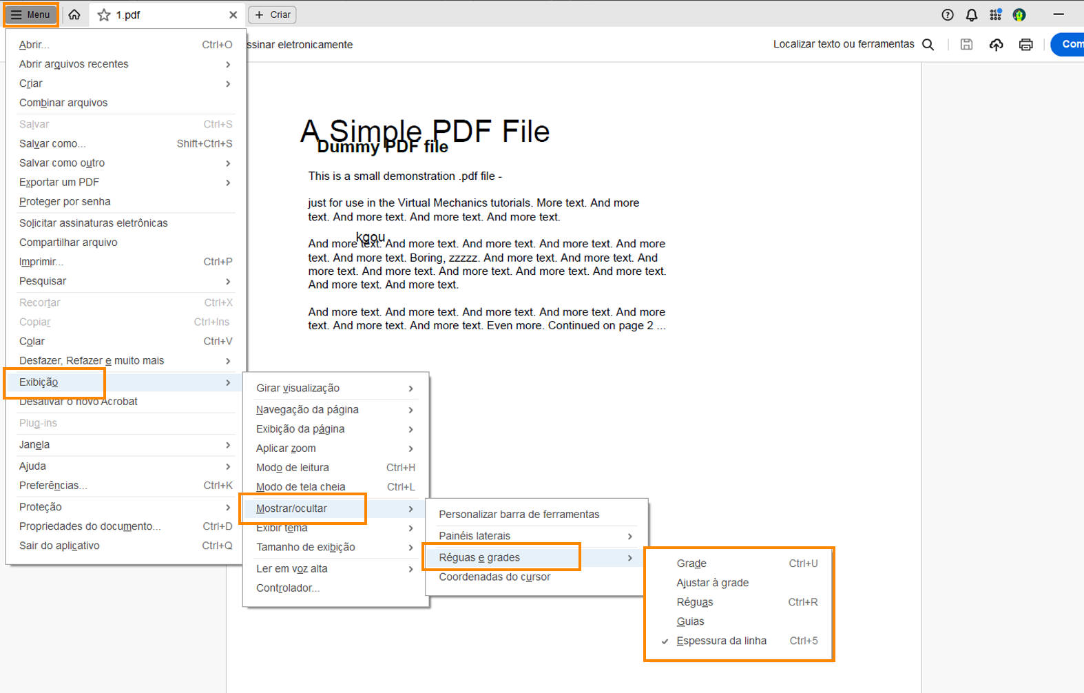Grades, guias e medições em PDFs do Adobe Acrobat