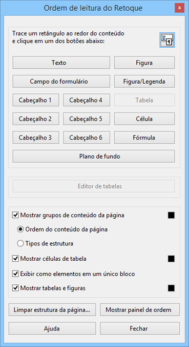 Ferramenta Retocar ordem de leitura para PDFs (Adobe Acrobat Pro)
