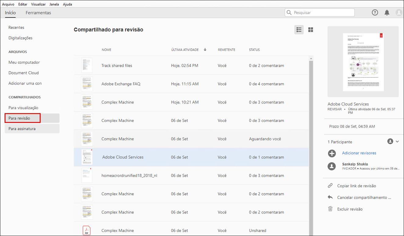 Controle e gerenciamento de revisões de PDF