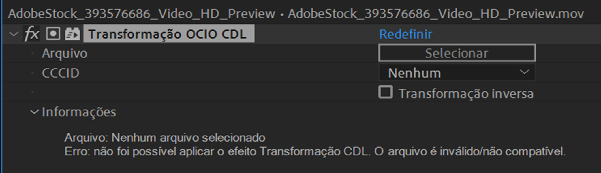 Gerenciamento de cores OpenColorIO e ACES