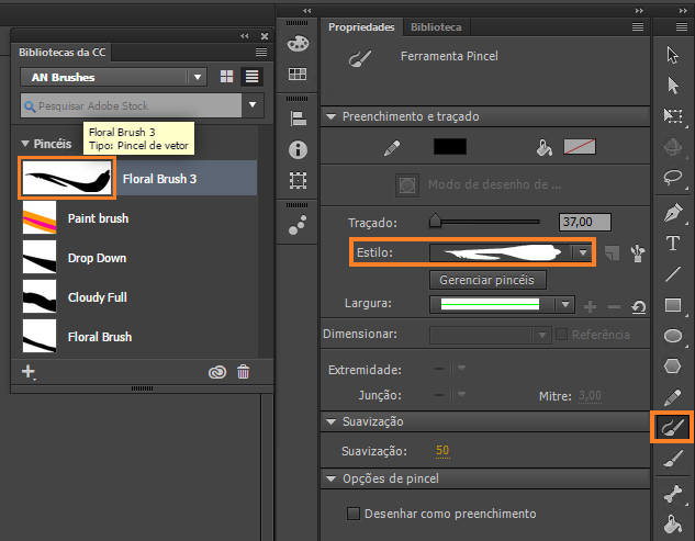 Criação de pincéis